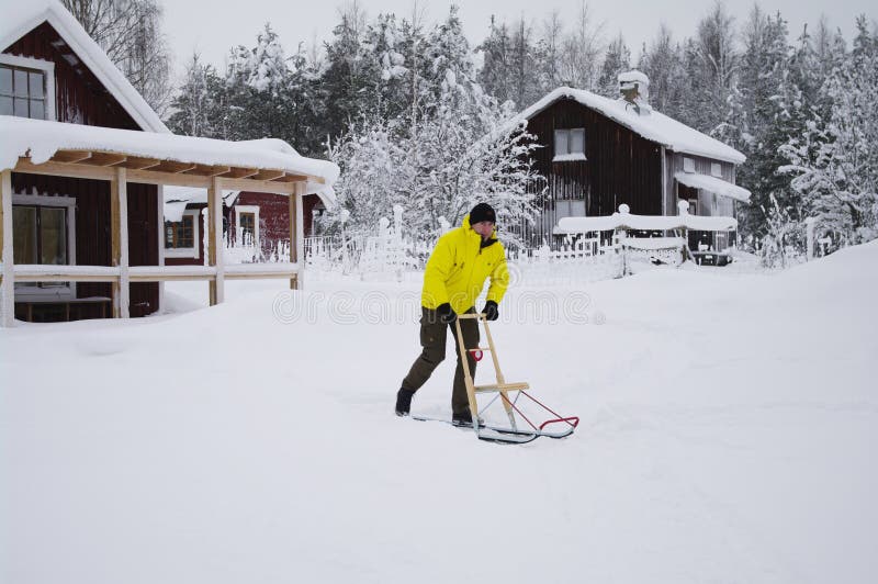 Traditional Kicksled on Ice Stock Image - Image of scandinavian ...
