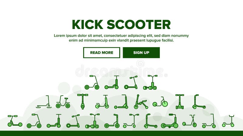 Kick Scooter Vehicle Landing Header Vector Stock Vector - Illustration ...