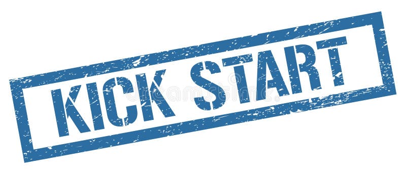 KICK START Blue Grungy Rectangle Stamp Stock Illustration ...