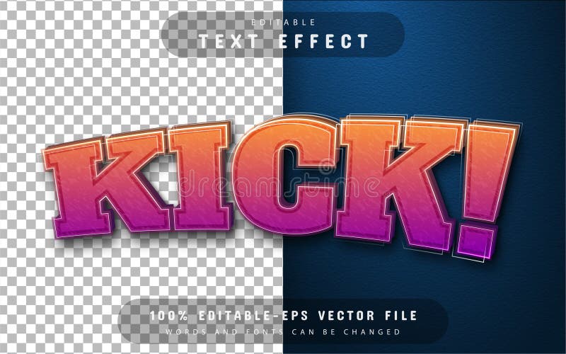 Kick Text Effect with Gradient Stock Vector - Illustration of modern ...