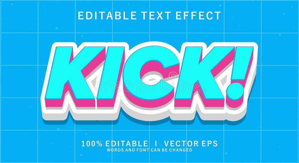 Kick Vector Text Effect with Modern Style Design Stock Vector ...