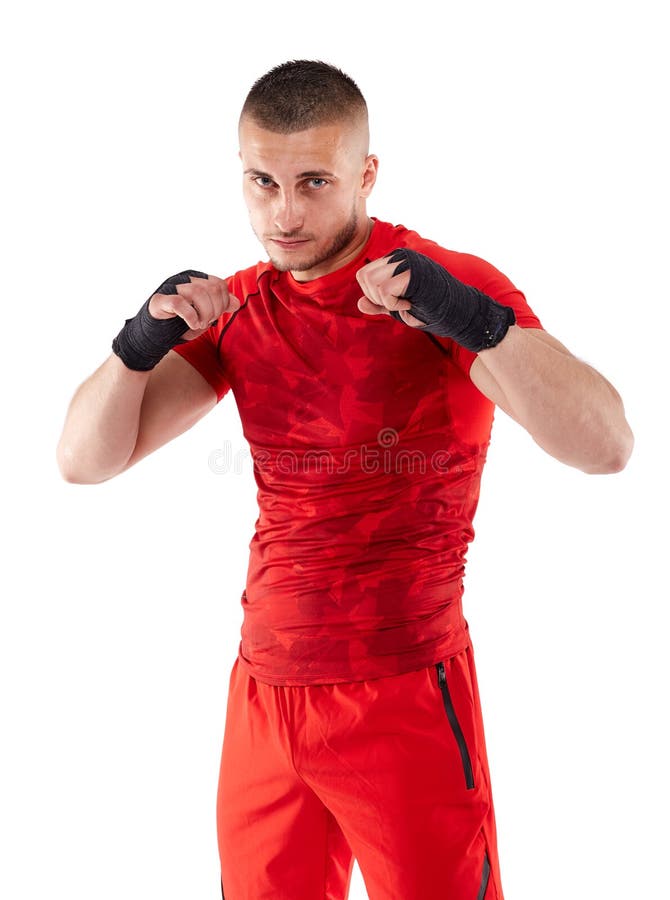 Fighter in Guard Position stock image. Image of muscular - 27518889