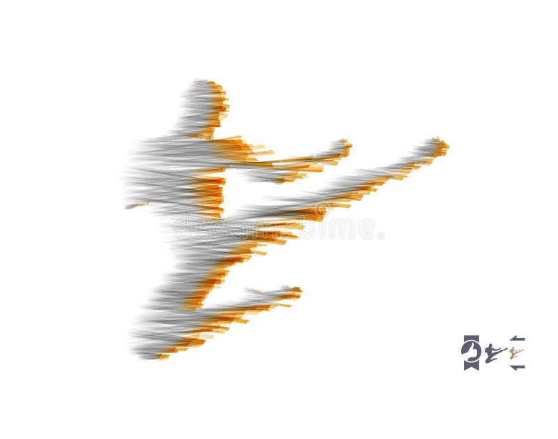 Kickbox Fighter Preparing To Execute a High Kick. Silhouette of a ...