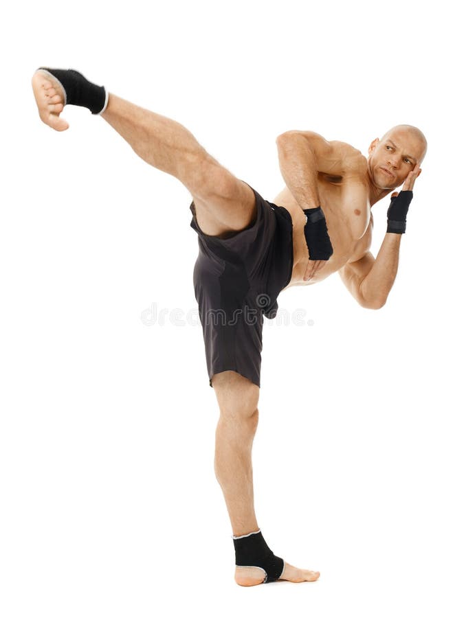 Powerful kick stock photo. Image of fulllength, boxing - 28800318