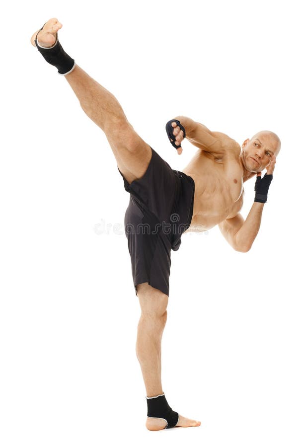 Kickboxer Executing a Powerful Kick Stock Image - Image of body ...