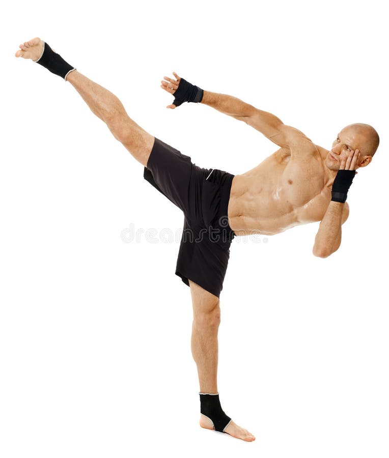 Kickboxer Executing a Powerful Kick Stock Image - Image of boxer, adult ...