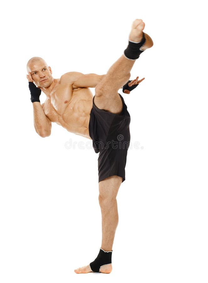 Powerful kick stock photo. Image of fulllength, boxing - 28800318