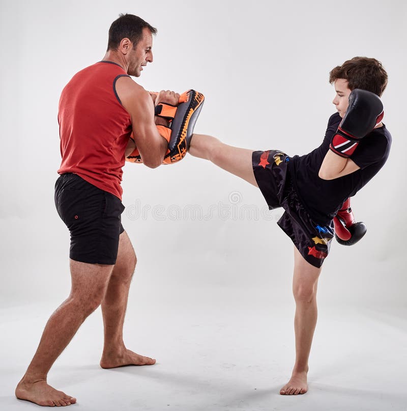 Kickboxer Kid and His Coach Stock Photo - Image of fight, child: 133156224