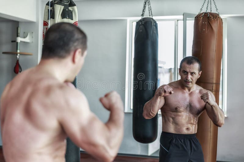 Kickboxer Training in the Gym Stock Photo - Image of aggression, kick ...
