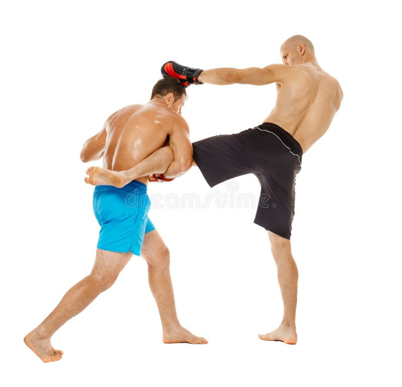 Kickboxers Sparring on White Stock Photo - Image of healthy, fitness ...