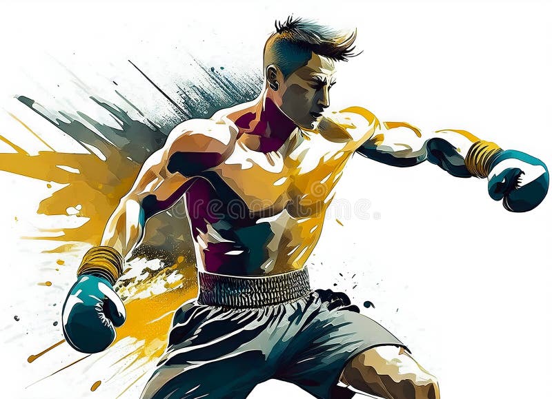 Kickboxing Athlete in Motion: Intense Striking and Shadow Boxing ...