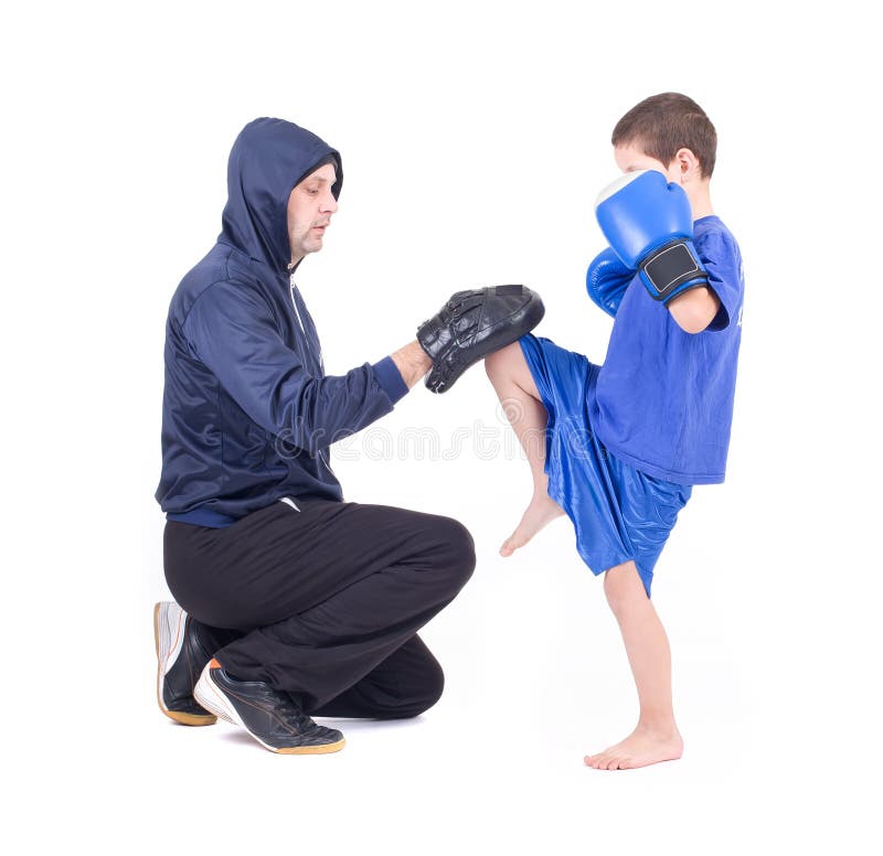 Kickboxing-Kinder Mit Lehrer Stockbild - Bild von handschuh, voll: 40751279