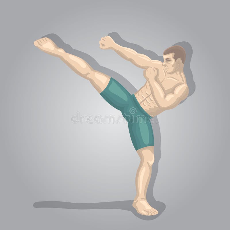 Kickboxing Player in Pose. Vector Illustration Decorative Design Stock ...