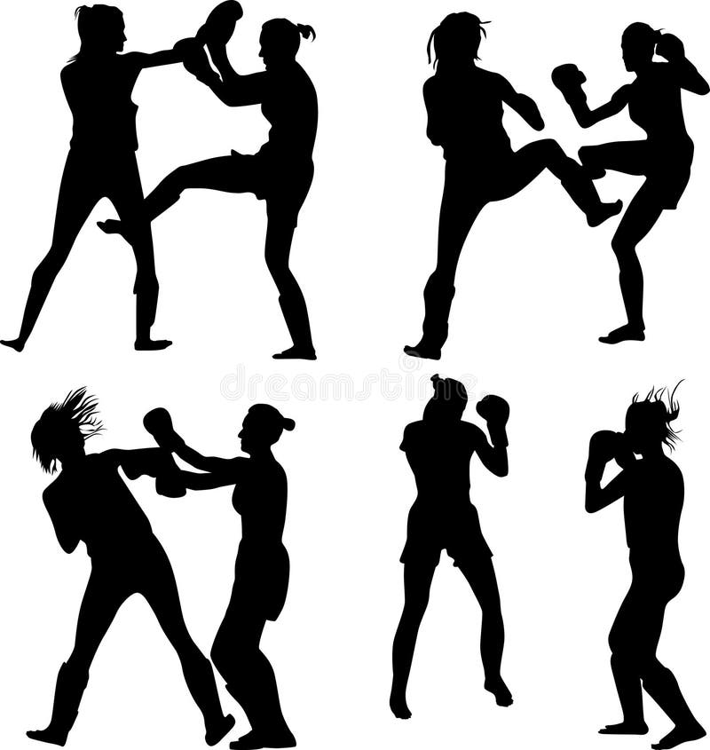 Kickboxing Woman Illustration. Stock Illustration - Illustration of ...