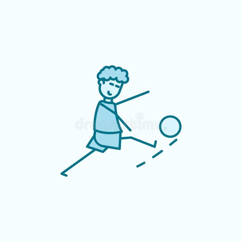 The Kicker Strikes Ball Field Outline Icon. Element of Soccer Player ...