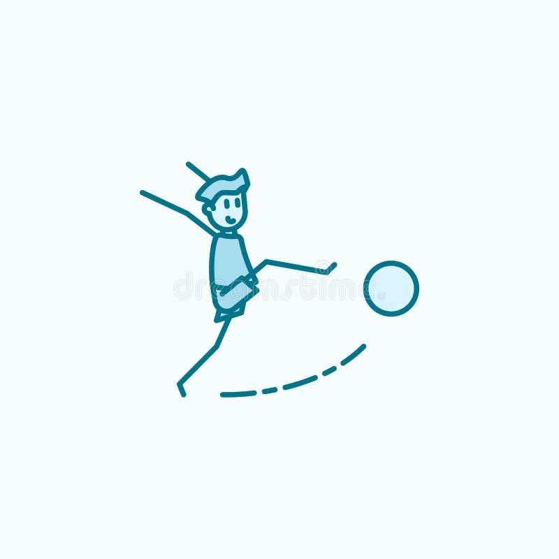 The Kicker Strikes Ball Field Outline Icon. Element of Soccer Player ...