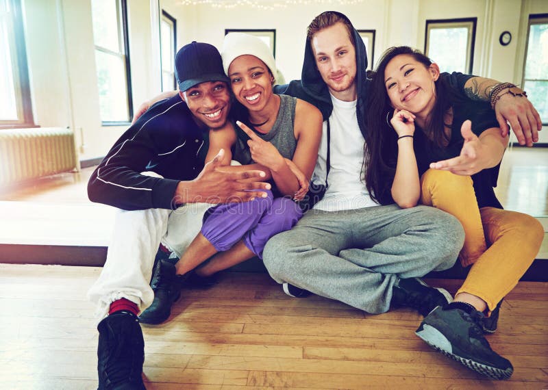 Kickin it with the Dance Crew. Portrait of a Group of Young Dancers in ...