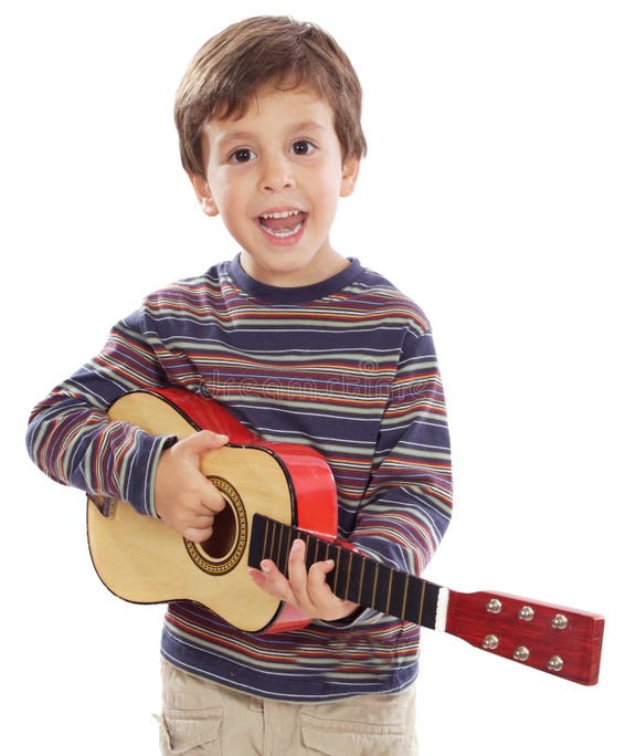 Kid with acoustic guitar stock photo. Image of acoustic - 4165616