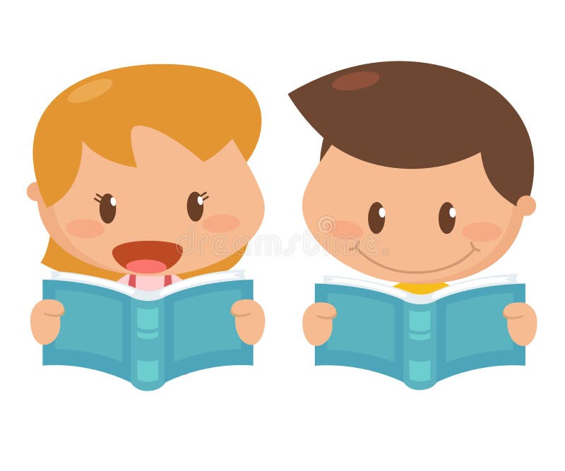 Kid in Action. Reading Books Stock Illustration - Illustration of young ...