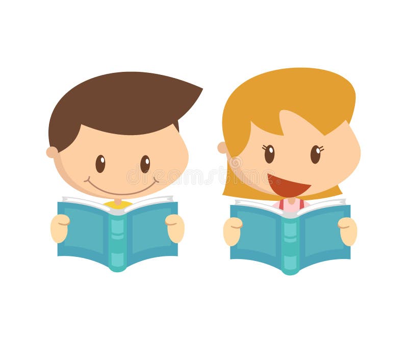 Kid in Action. Reading Books Stock Illustration - Illustration of young ...