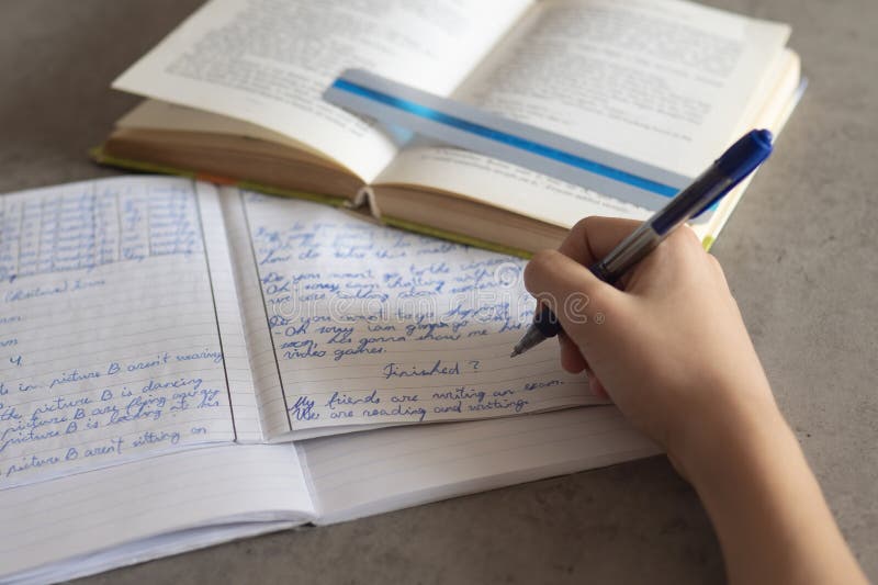 Kid Affected by Dyslexia Doing Homework, Reading Book Using Colorful ...