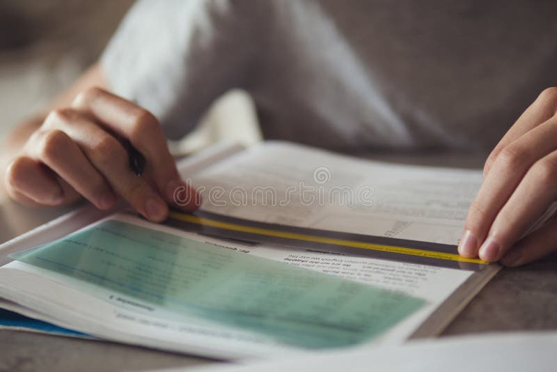 Kid Affected by Dyslexia Doing Homework, Writing, Reading Notebook Task ...