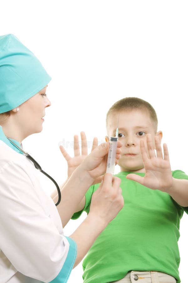 Kid afraid of injection stock image. Image of physician - 9165531