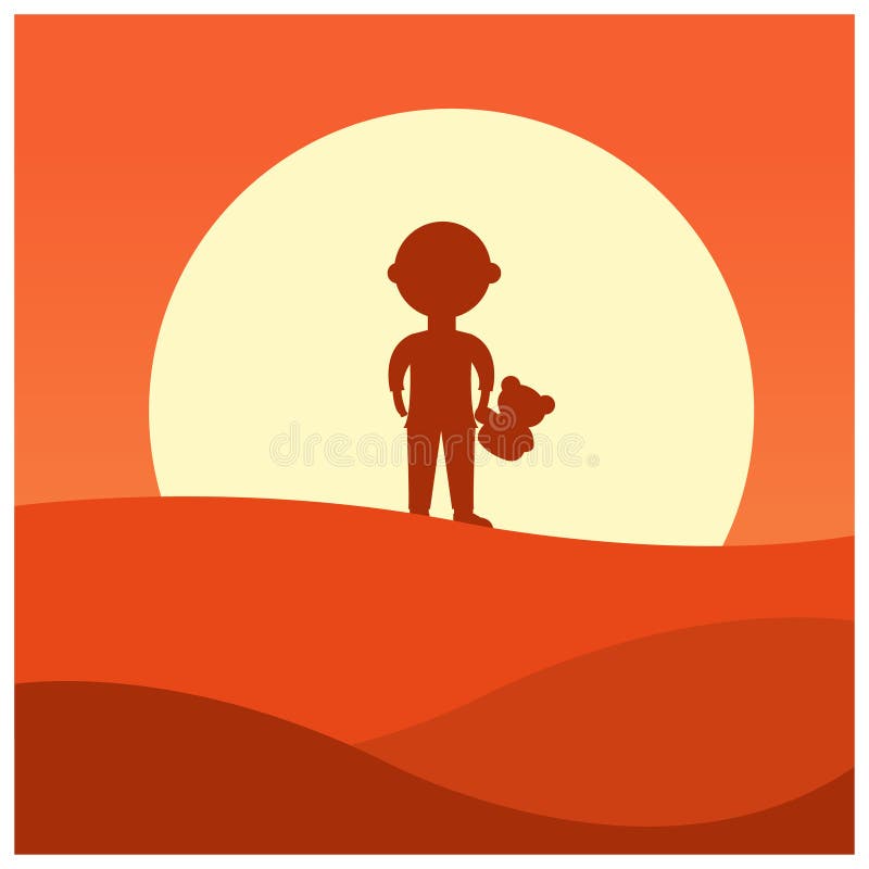 Kid Alone Vector Illustration Design Stock Illustration - Illustration ...