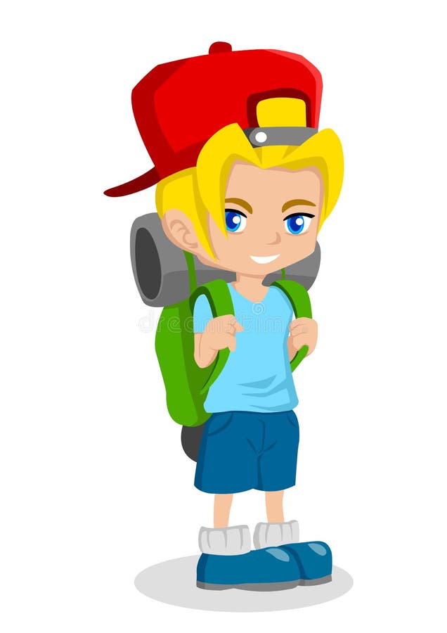 Kid with Backpack stock vector. Illustration of kindergarten - 25886080
