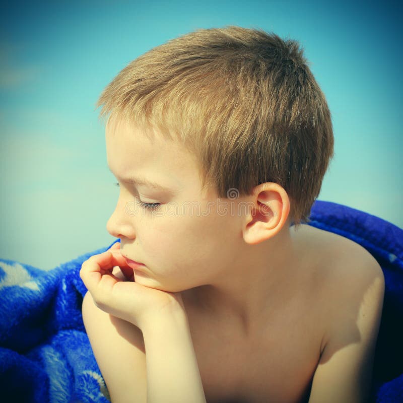 Kid at the Beach stock photo. Image of adolescence, rest - 40167414