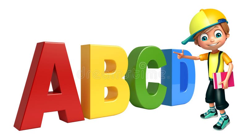 Kid Boy with Abcd Sign Book Stock Illustration - Illustration of ...