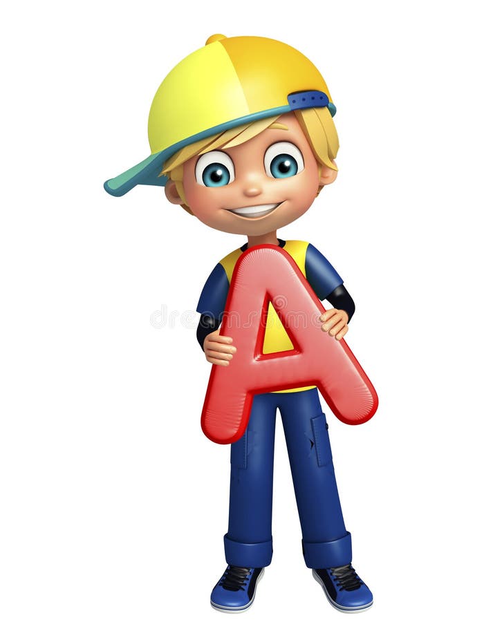 Kid boy with a alphabate stock illustration. Illustration of young ...