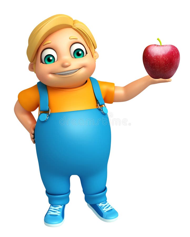 Kid boy with Apple stock illustration. Illustration of apple - 77483758