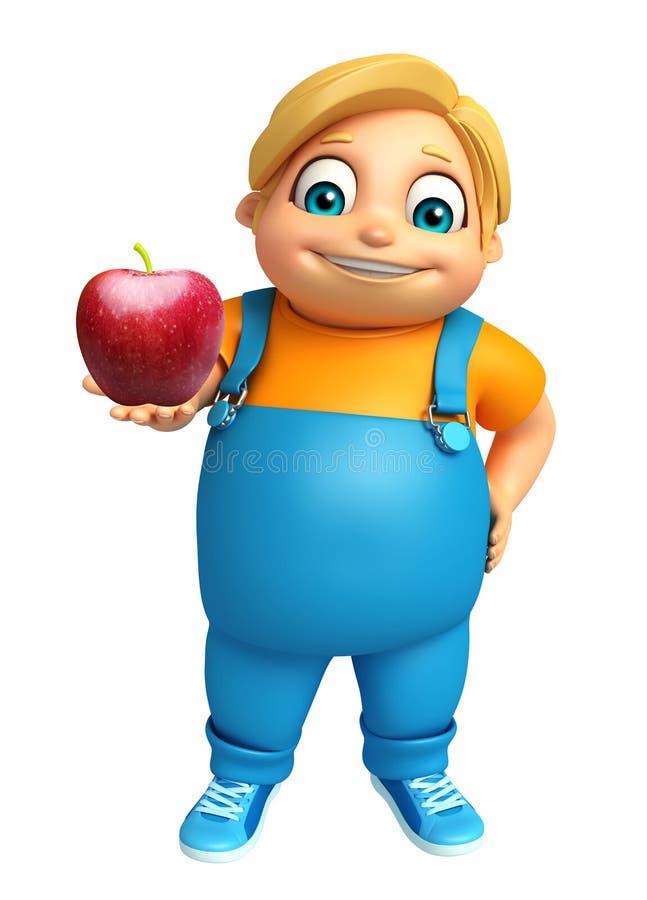Kid boy with apple stock illustration. Illustration of class - 77527071