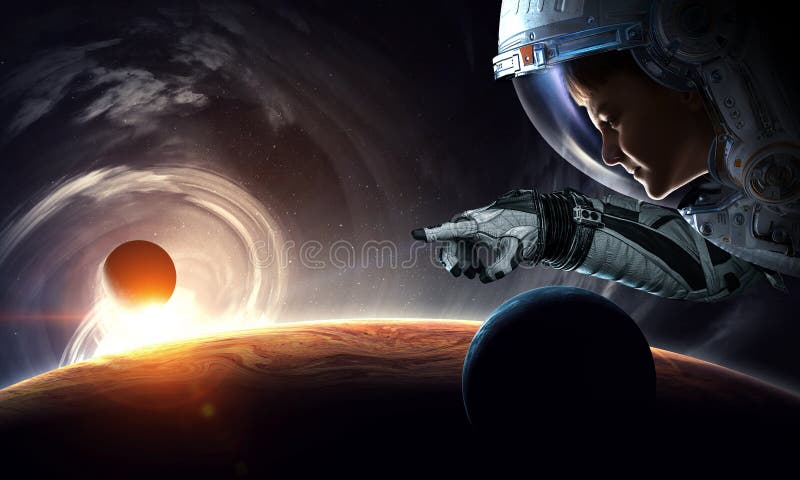 Exploring Outer Space. Mixed Media Stock Image - Image of orbit ...