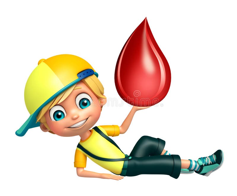 Kid boy with blood drop stock illustration. Illustration of drop - 77499074