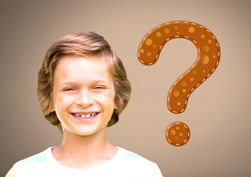 Kid Boy with Brown Stitched Question Mark Stock Illustration ...