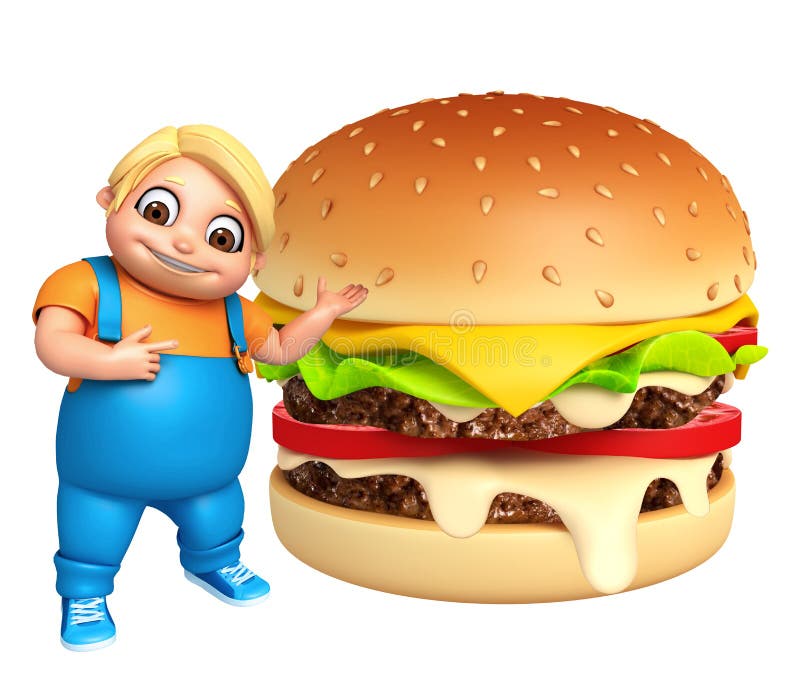 Kid boy with Burger stock illustration. Illustration of playful - 77517324