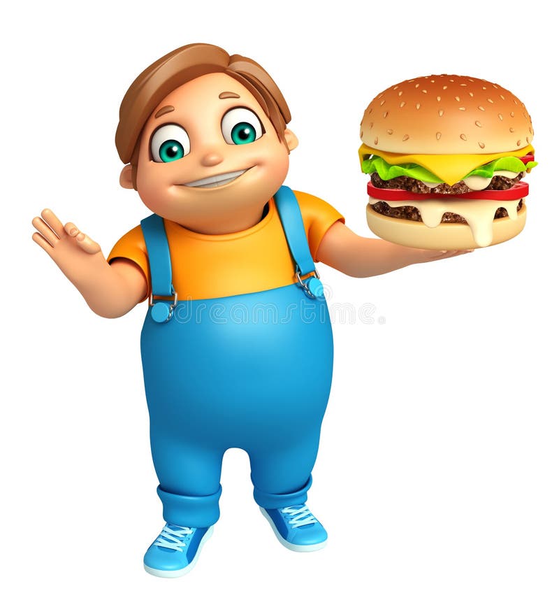 Kid boy with Burger stock illustration. Illustration of school - 77534169