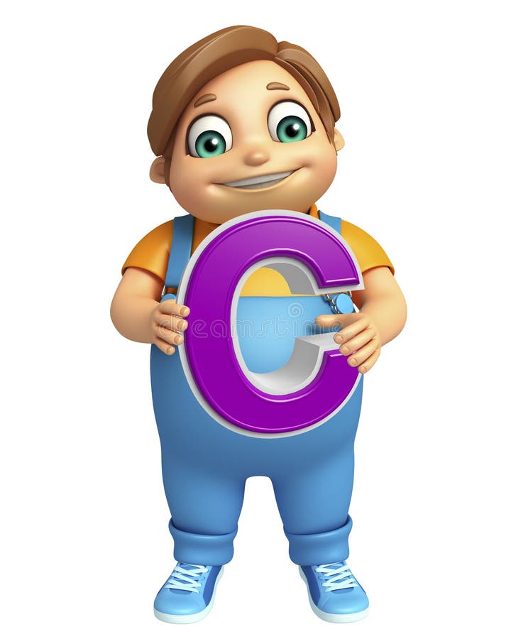 Kid boy with C alphabate stock illustration. Illustration of education ...