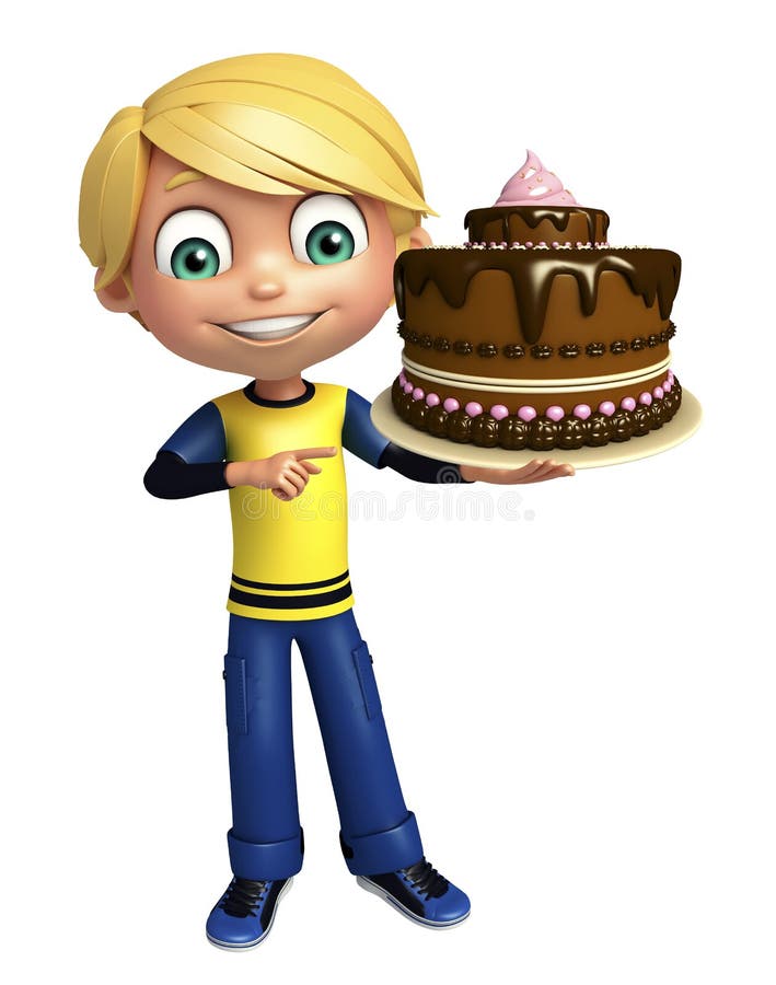 Kid boy with cake stock illustration. Illustration of educational ...