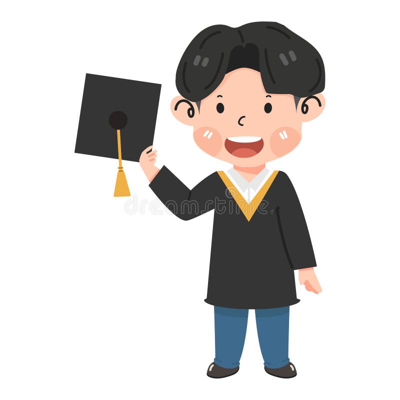 Kid Boy Cartoon Graduation Student Stock Vector - Illustration of ...