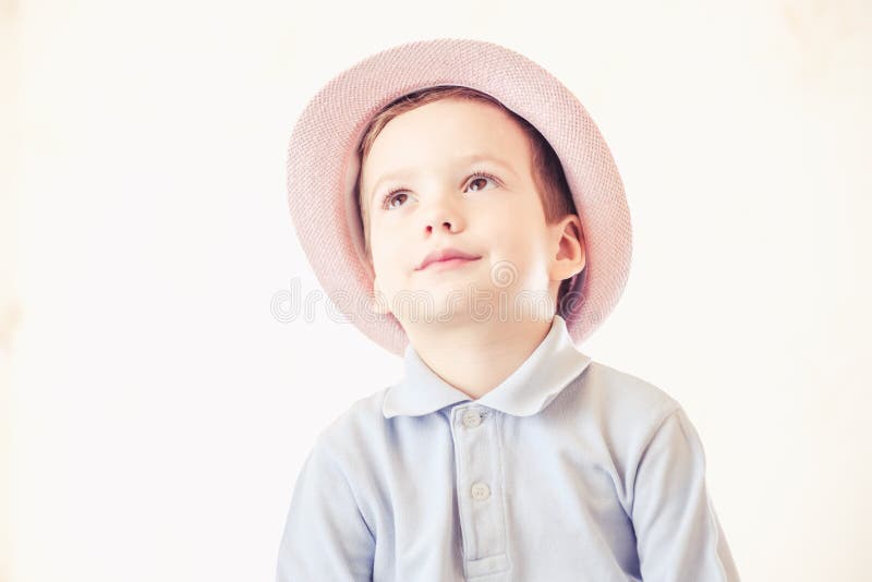 Kid Boy Child Studio Hat. Cute Fashion Stock Photo - Image of beauty ...