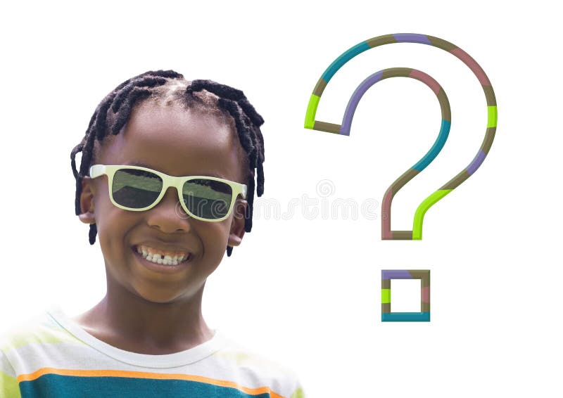 Kid Boy with Colorful Question Mark Stock Photo - Image of male, doubt ...