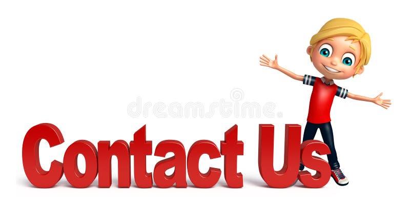 Kid boy with contact us stock illustration. Illustration of happiness ...