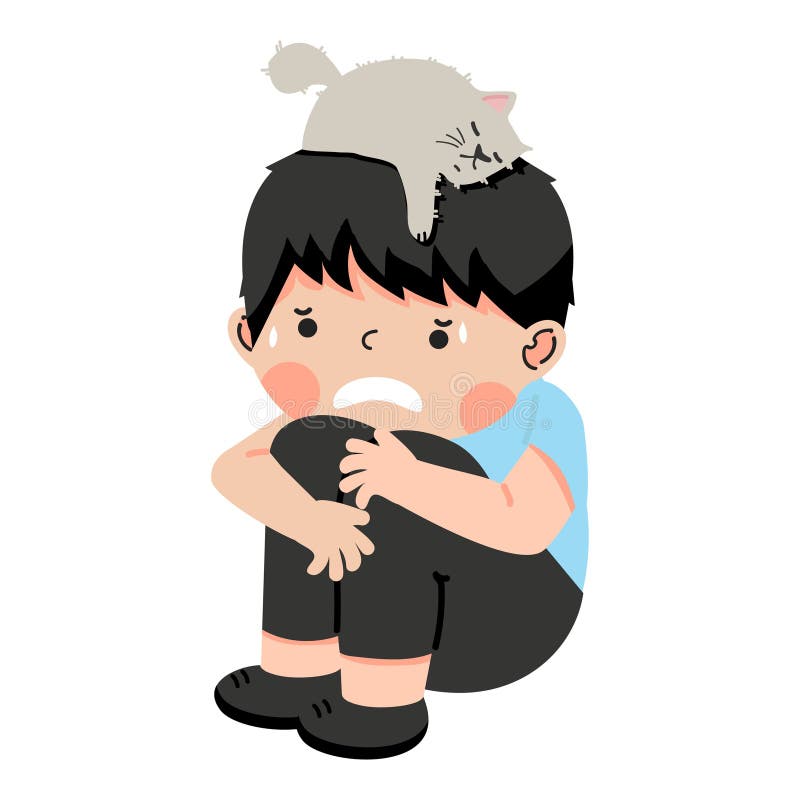 Kid boy crying sad cartoon stock vector. Illustration of bullying ...