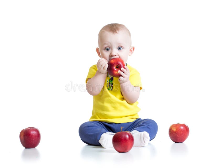 641 Baby Eating Red Apple Isolated White Stock Photos - Free & Royalty ...