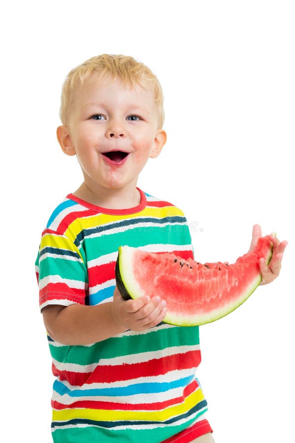Kids and watermelon stock image. Image of horizontal - 13700755