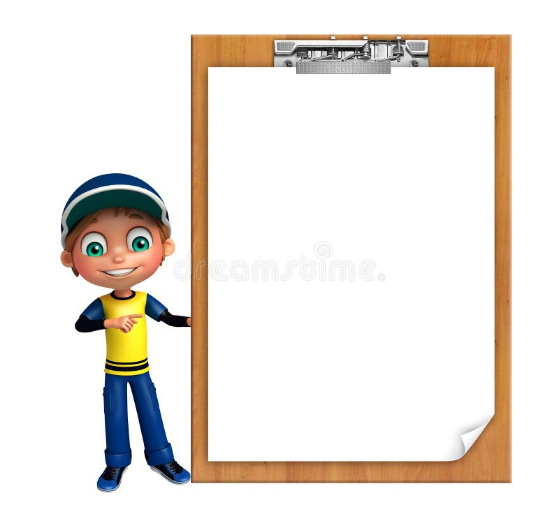 Kid boy with Exam pad stock illustration. Illustration of educational ...