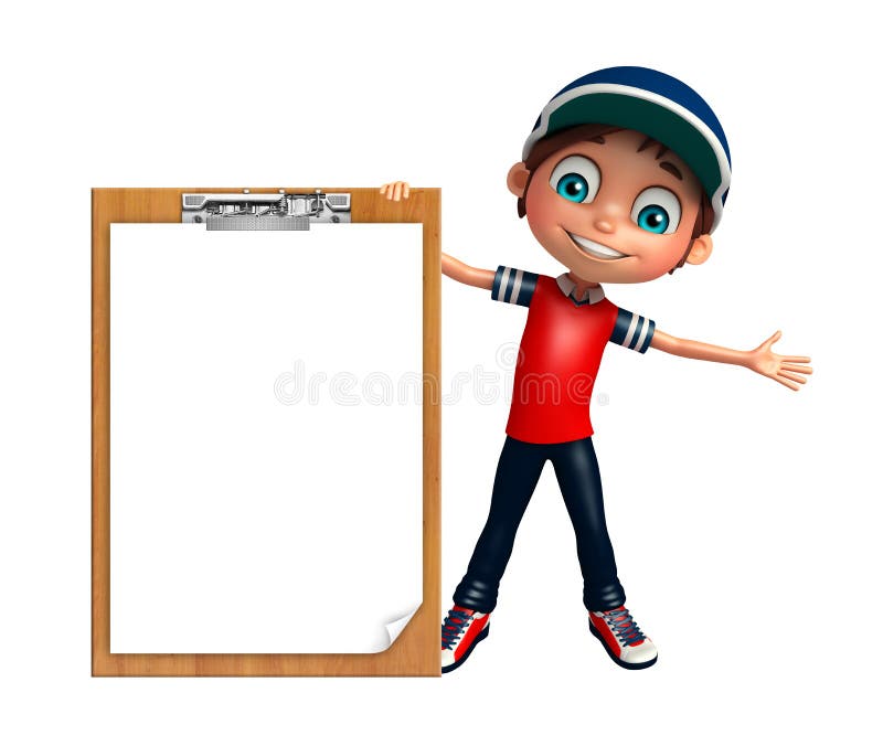 Kid boy with exam pad stock illustration. Illustration of exampad ...